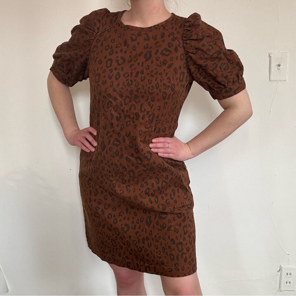 Universal Thread | Dresses | Universal Thread Denim Leopard Print Puff ...